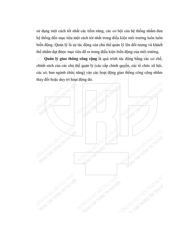 Luận văn: Quản lý giao thông công cộng thành phố Vinh, HAY | PDF