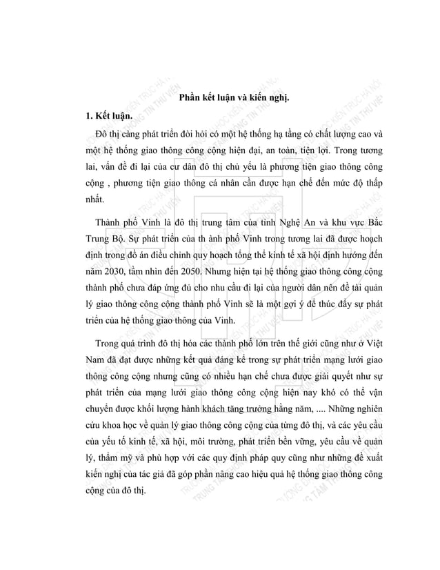 Luận văn: Quản lý giao thông công cộng thành phố Vinh, HAY | PDF