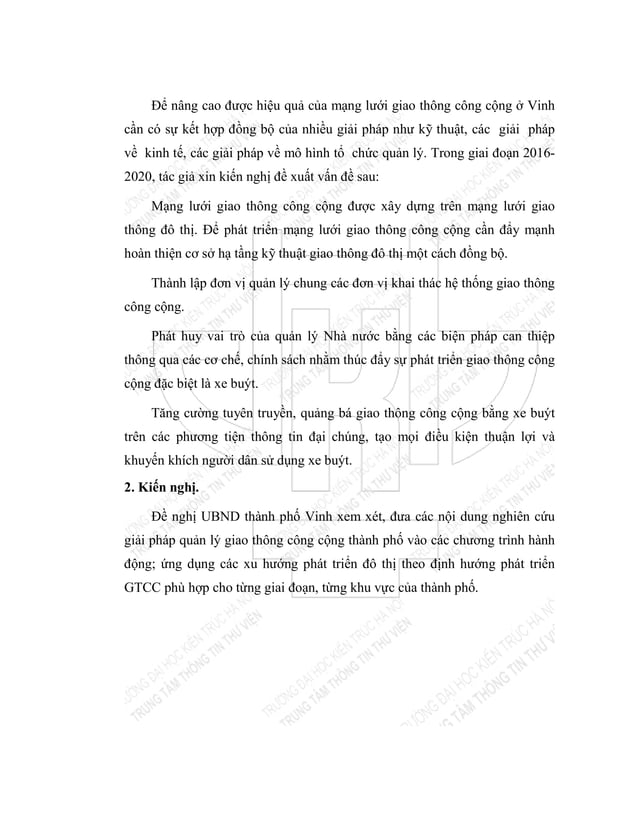 Luận văn: Quản lý giao thông công cộng thành phố Vinh, HAY | PDF
