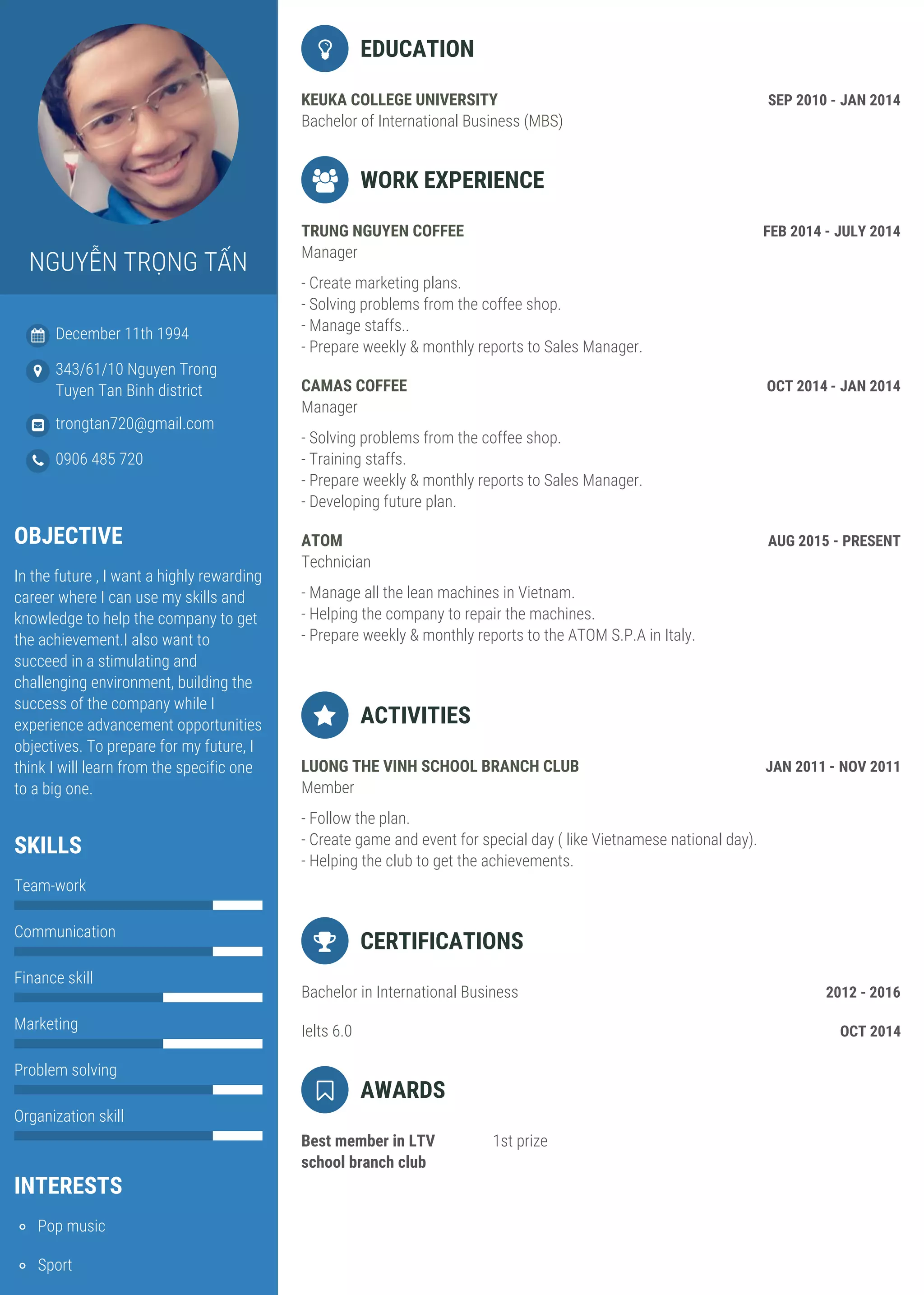 Nguyen Trong Tan CV | PDF | Business | Business and Finance