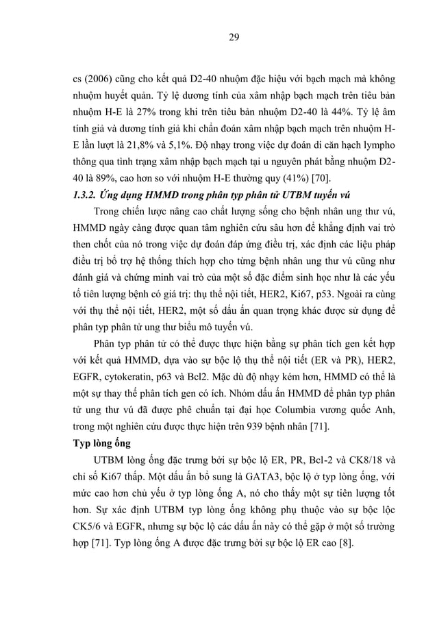 Luận án: áp dụng phân loại phân tử ung thư biểu mô tuyến vú, HAY | PDF