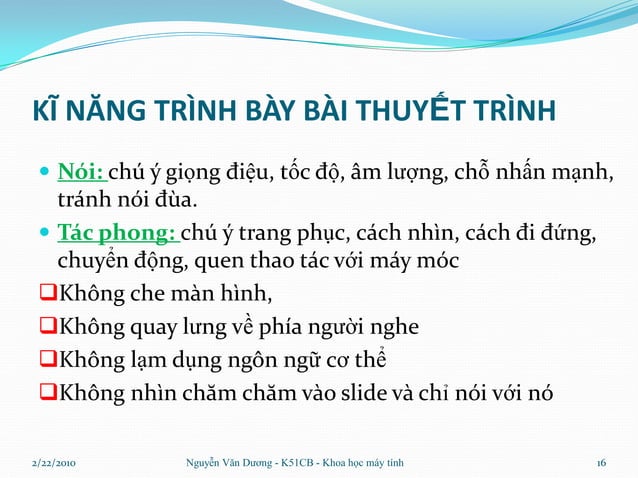Nguyen Van Duong Ki Nang Thuyet Trinh | PPTX