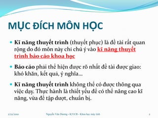 Nguyen Van Duong Ki Nang Thuyet Trinh | PPTX