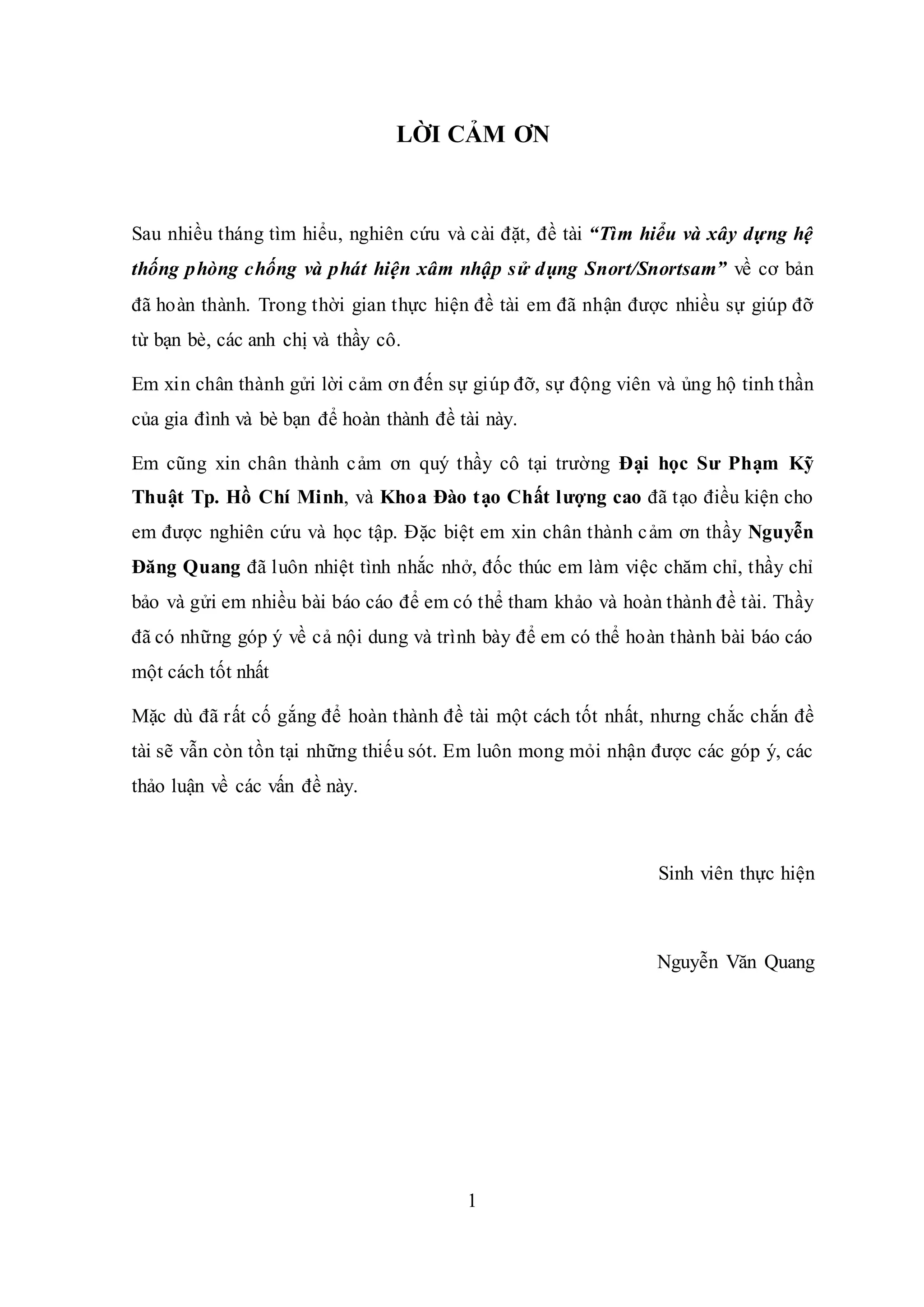 [Khóa luận tốt nghiệp] - Tìm hiểu và triển khai Snort/SnortSam | PDF