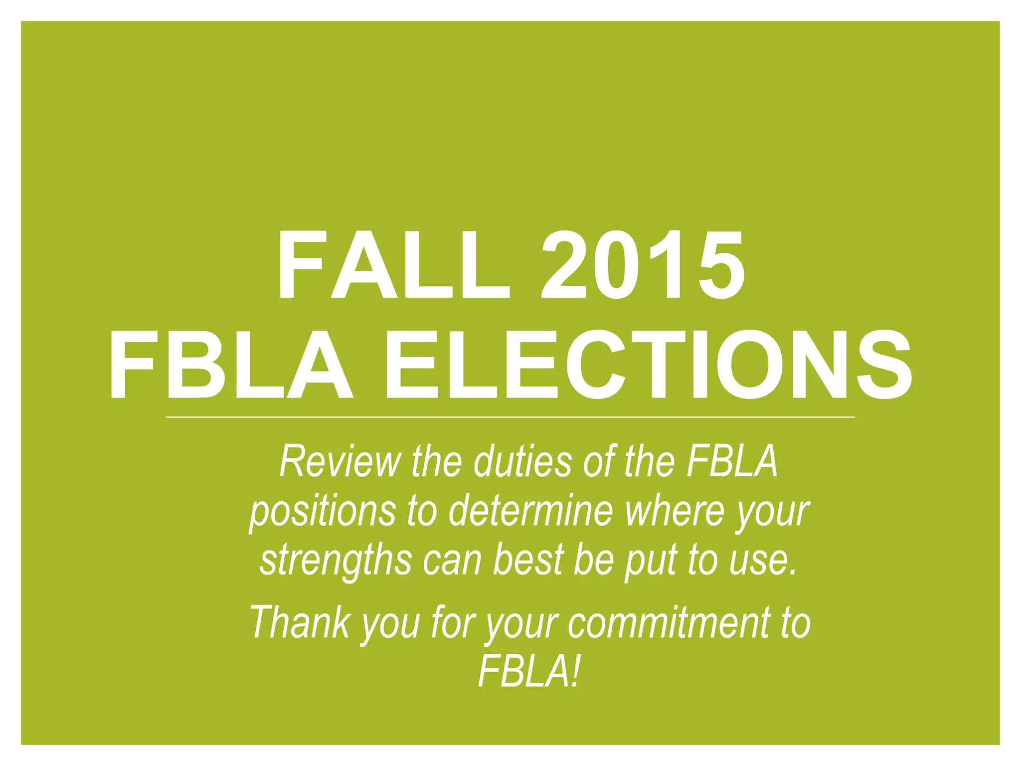 FBLA Officer Duties | PPT