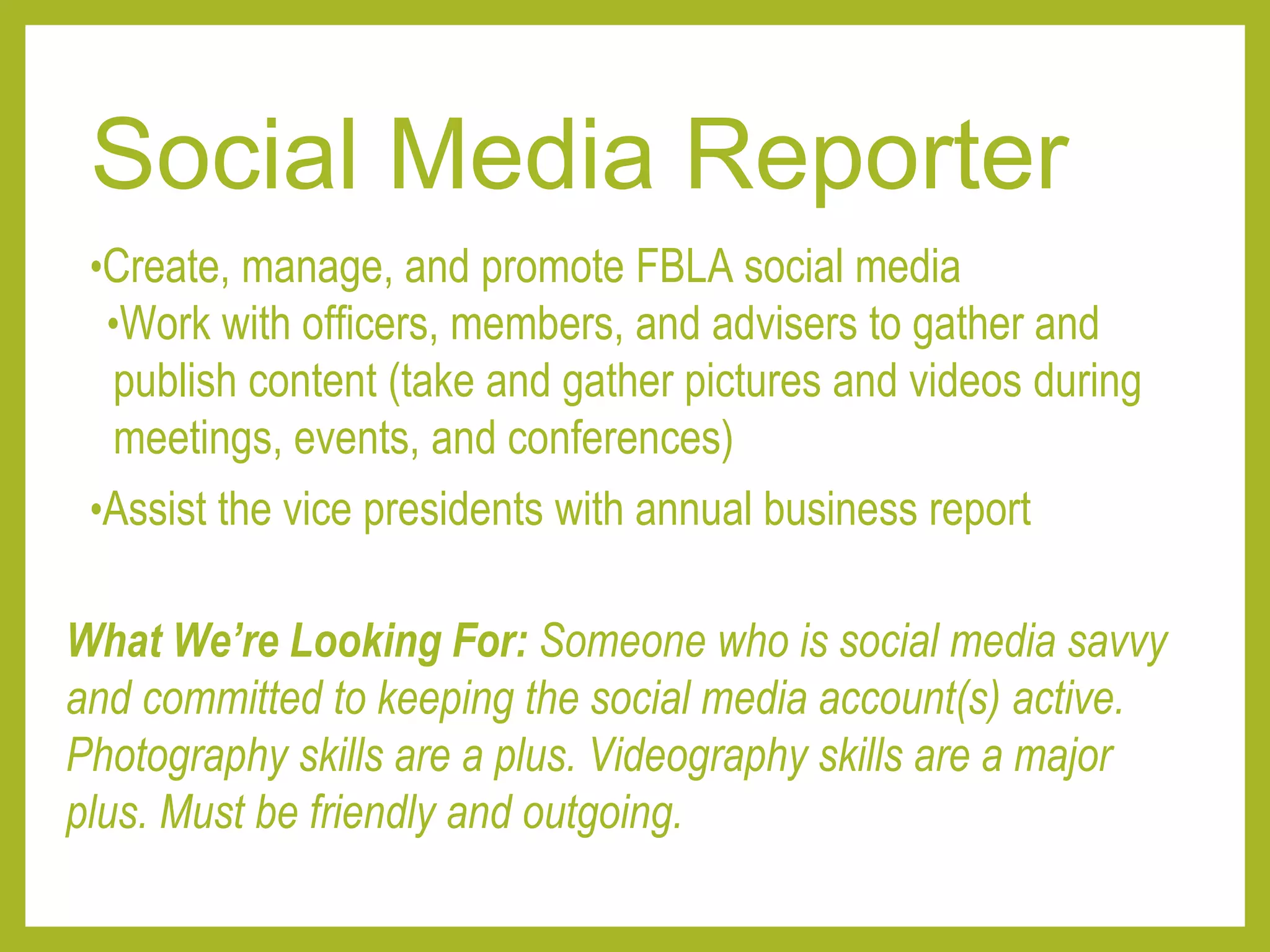 FBLA Officer Duties | PPTX