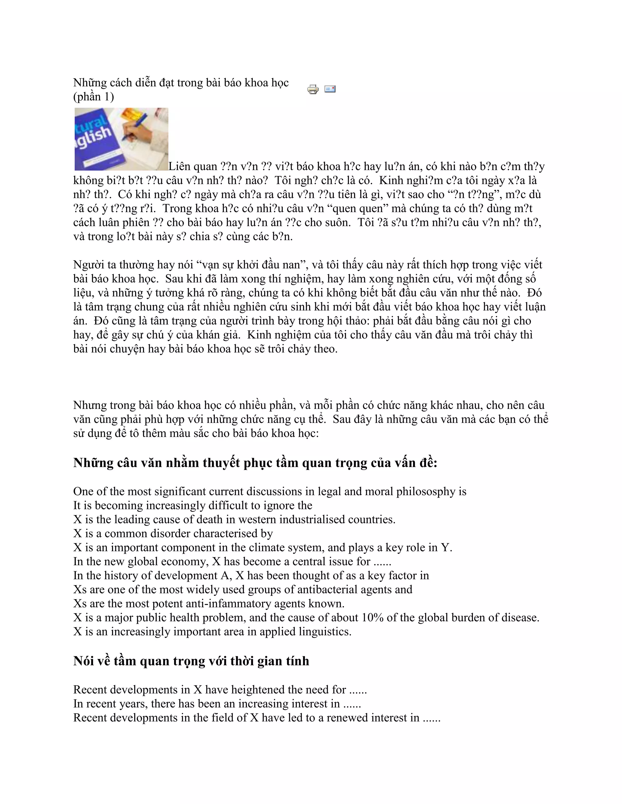 Tieng ANh: cach dien dat trong bai bao Khoa hoc -GS Nguyen Van Tuan | DOCX