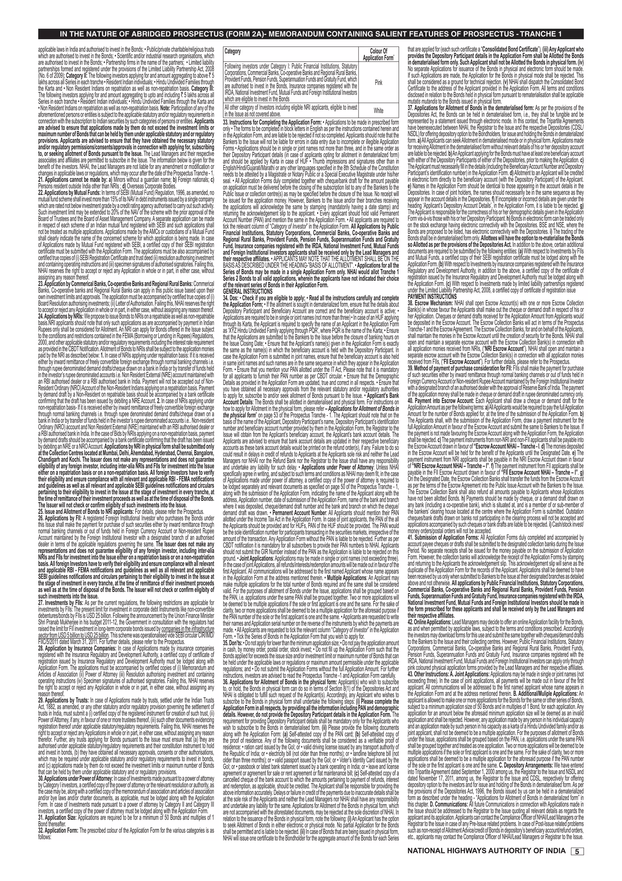 Nhai tax free bond application form | PDF