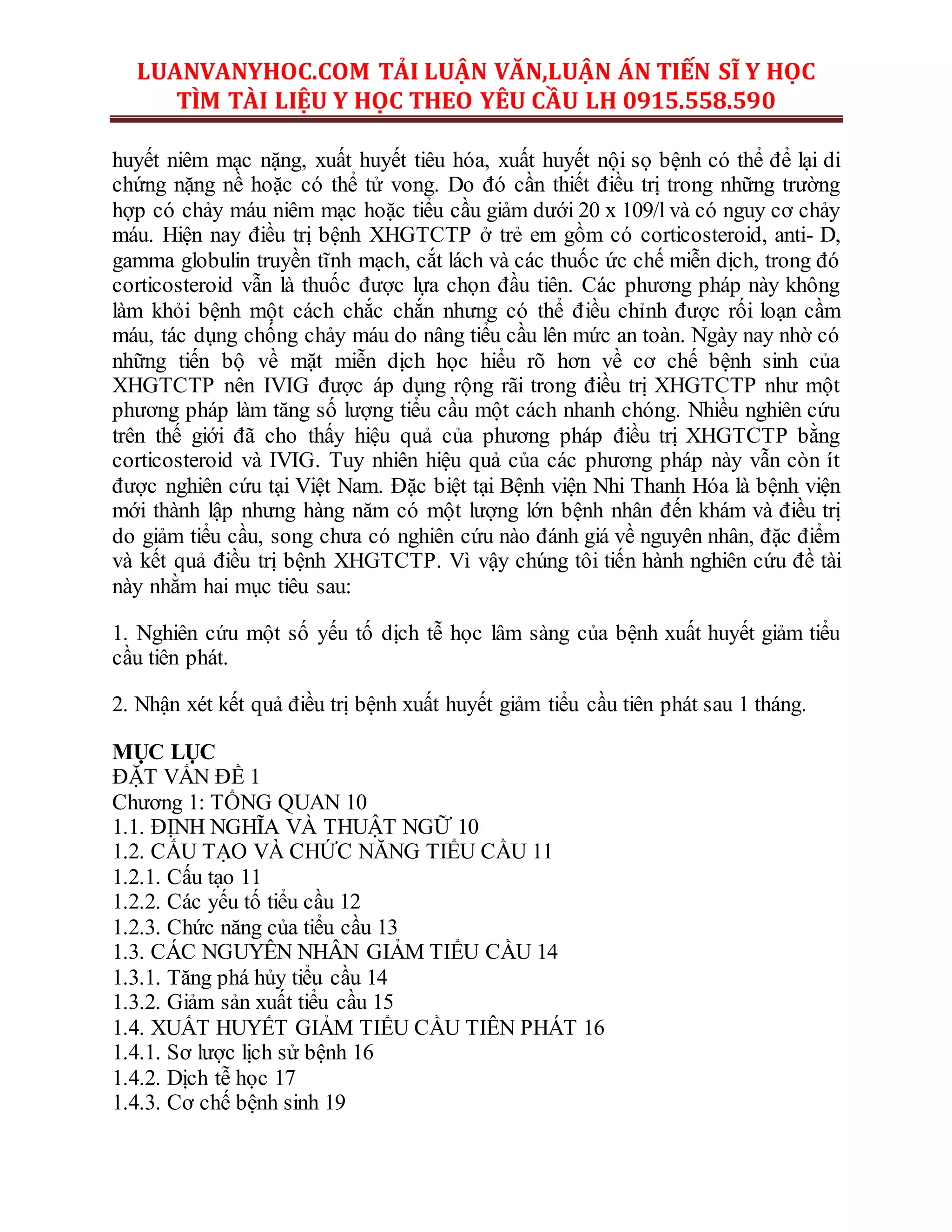 Nhan xet ket qua dieu tri benh xuat huyet giam tieu cau tien phat | DOCX