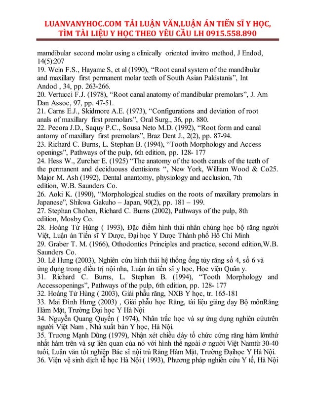 Nhan xet mot so kich thuoc ngoai va trong cua rang ham nho thu nhat ham tren | DOCX