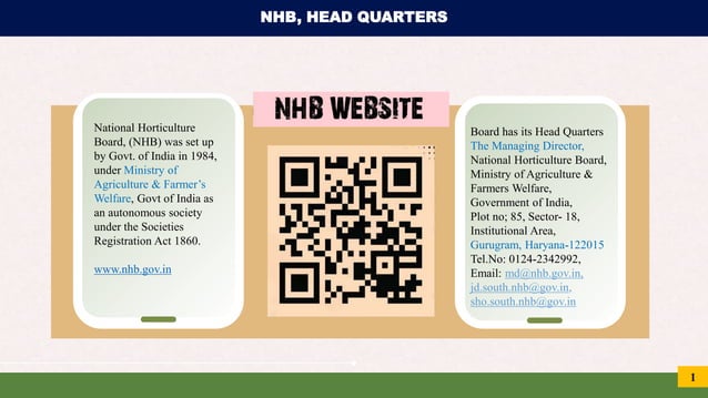 NHB PPT of horticulture schemes and data | PDF
