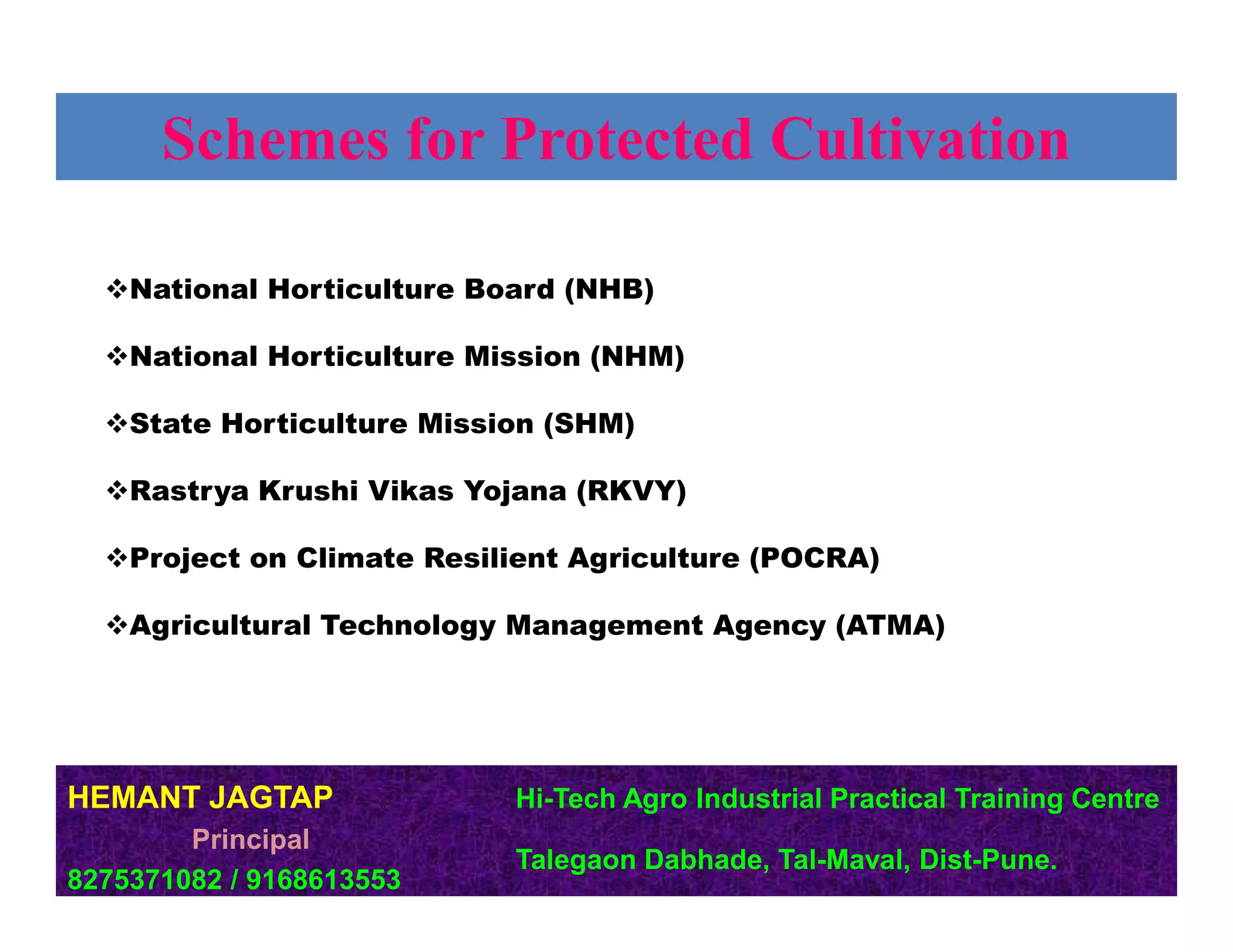 Schemes of Protected Cultivation | PDF