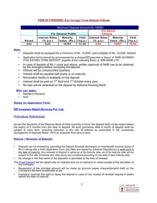 RR Offers NHB SUNIDHI Term Deposit Scheme | DOC
