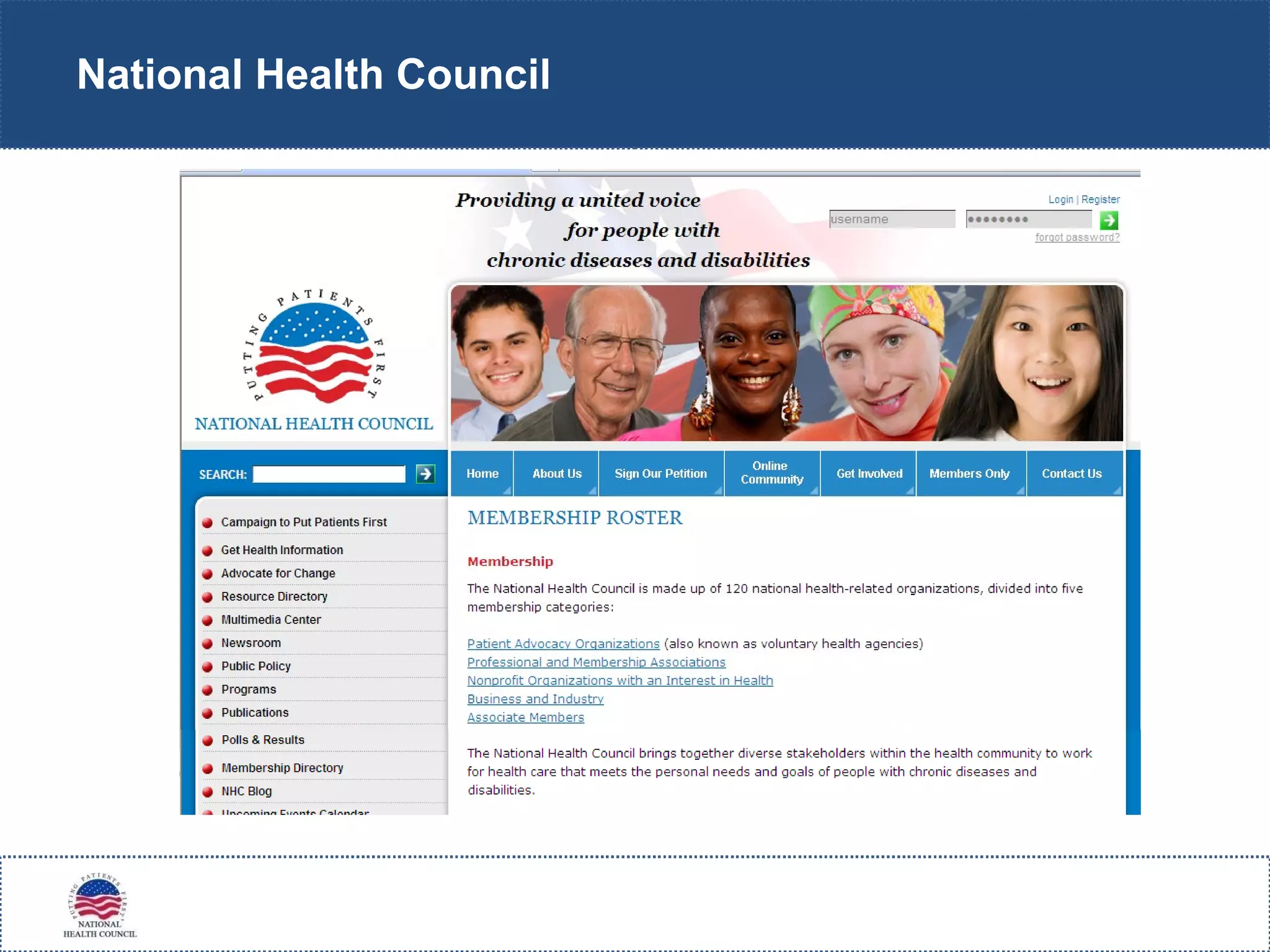 National Health Council, a united voice for people with chronic ...