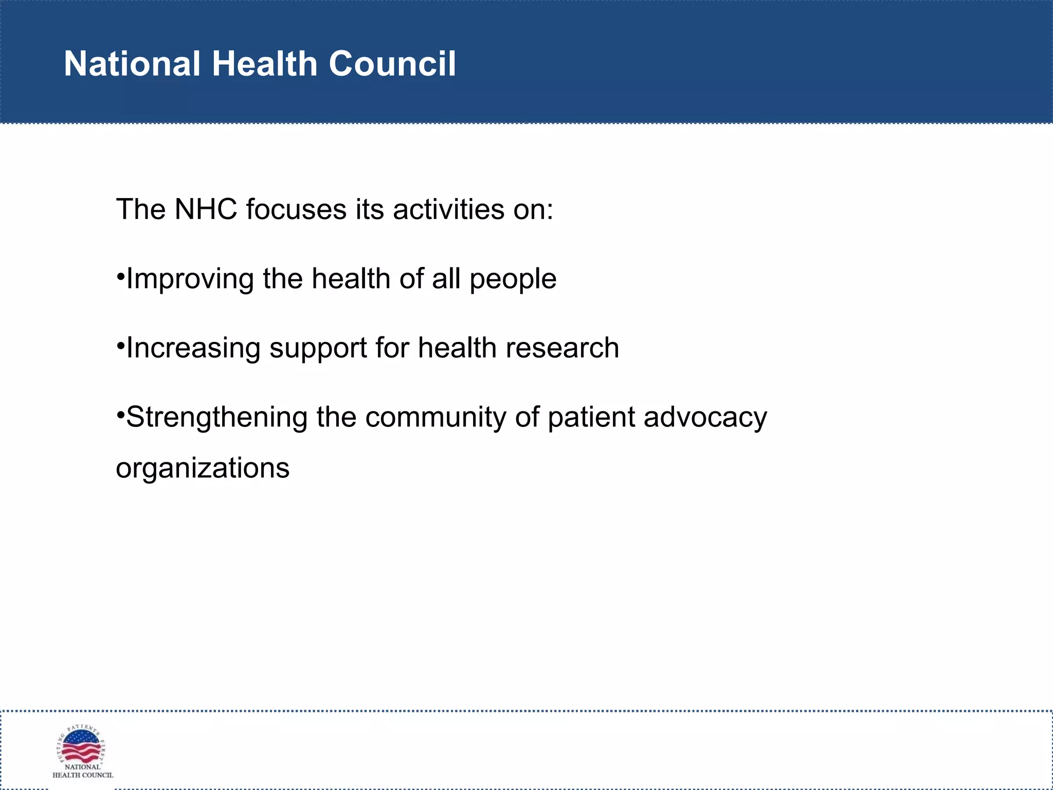 National Health Council, a united voice for people with chronic ...