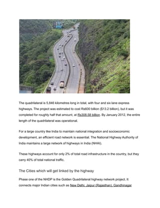India’s largest highway project -The Golden Quadrilateral project | PDF ...