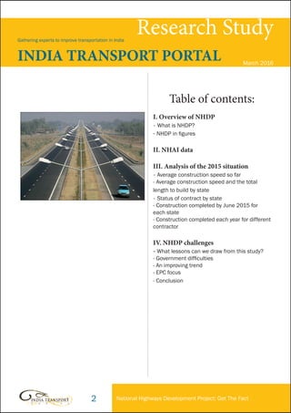 Nhdp get the fact - itp India - Highways | PDF