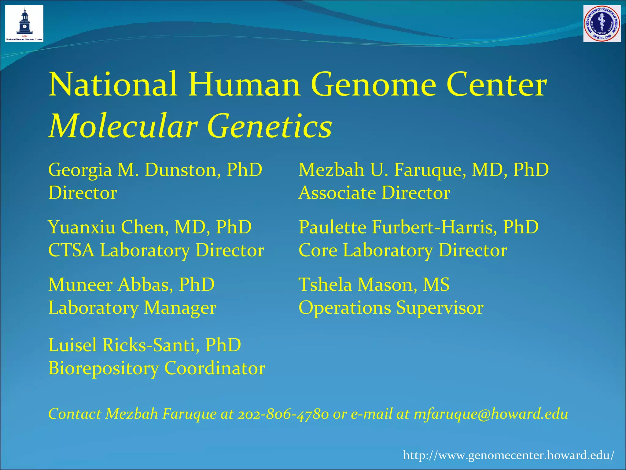 National Human Genome Center | PPT