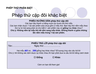 đánh giá cảm quan thực phẩm phép thử phân biệt | PDF