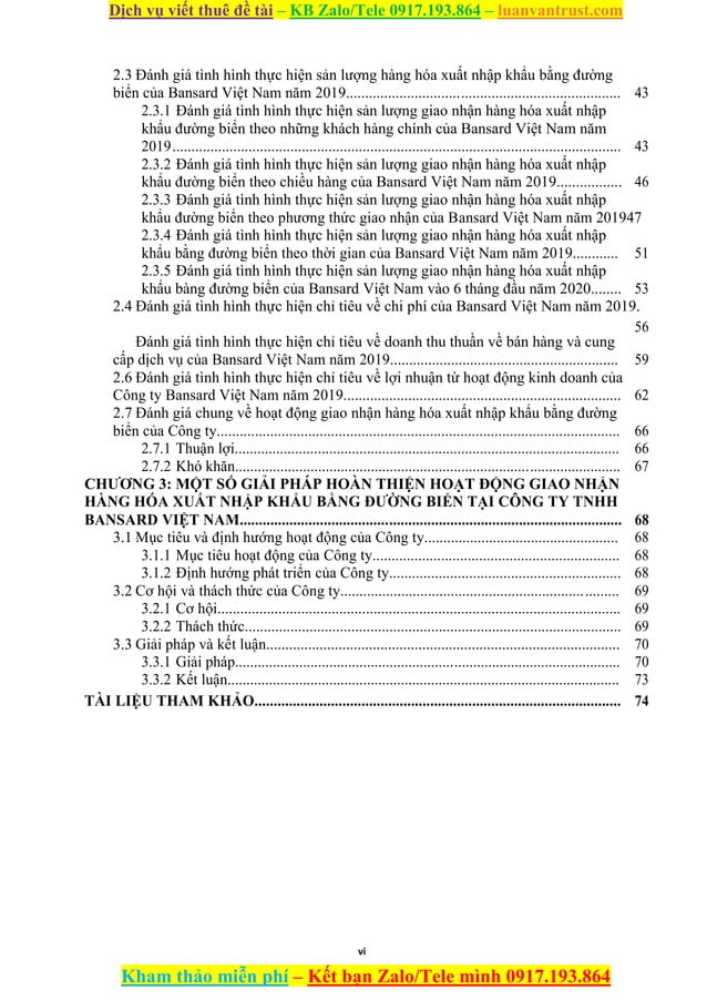 Đánh giá hoạt động giao nhận hàng hóa xuất nhập khẩu bằng đường biển tại Công ty Bansard Việt ...