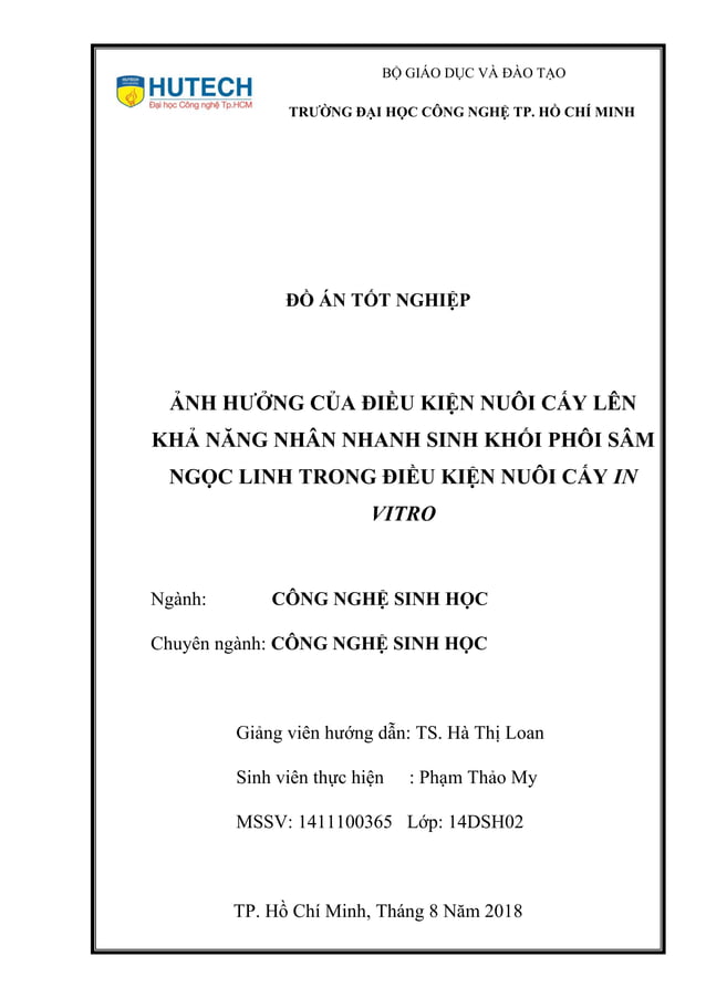 ảNh hưởng của điều kiện nuôi cấy lên khả năng nhân nhanh sinh khối phôi sâm ngọc linh trong nuôi ...