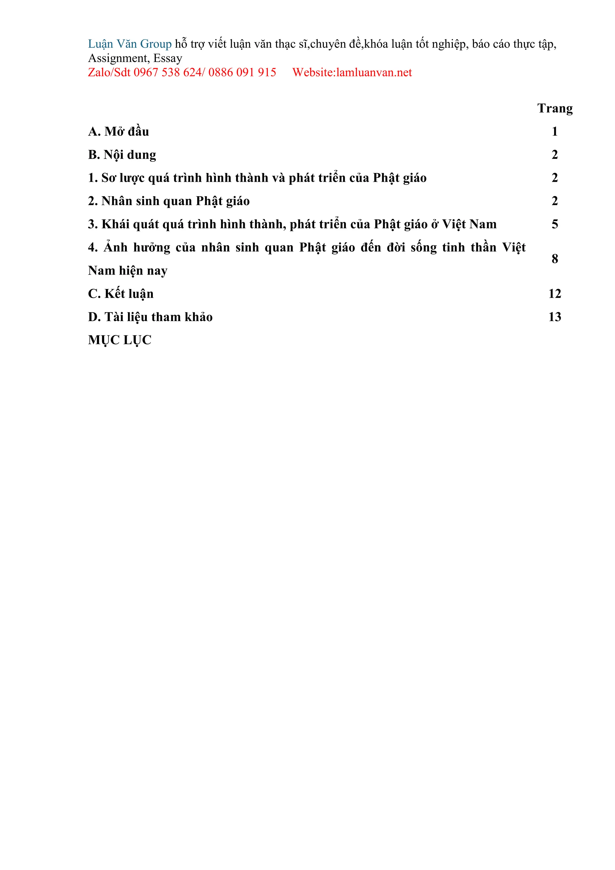 Ảnh hưởng của nhân sinh quan Phật giáo đến đời sống tinh thần Việt Nam hiện nay | DOCX