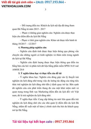 Ảnh hưởng của trải nghiệm du lịch đáng nhớ đến ý định quay trở lại của ...