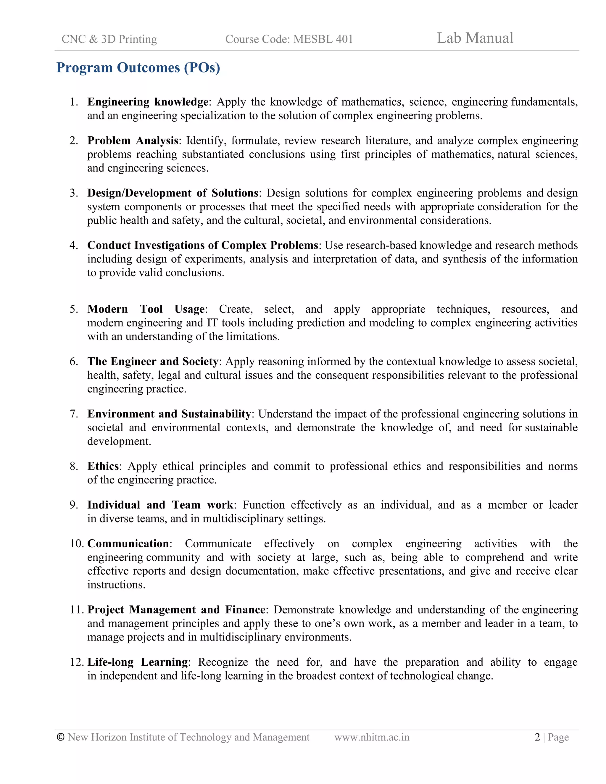 CNC & 3D Printing Lab Manual | PDF