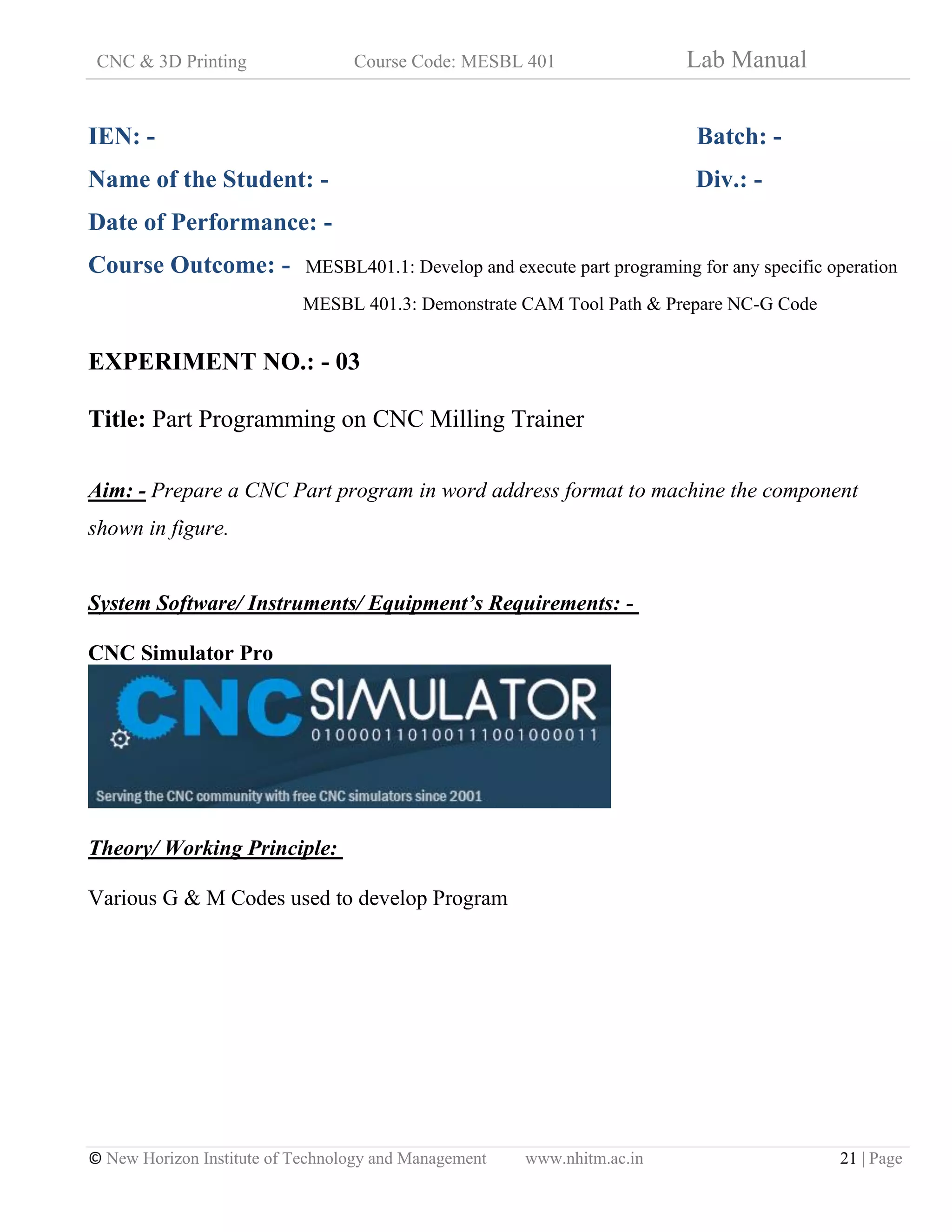 CNC & 3D Printing Lab Manual | PDF