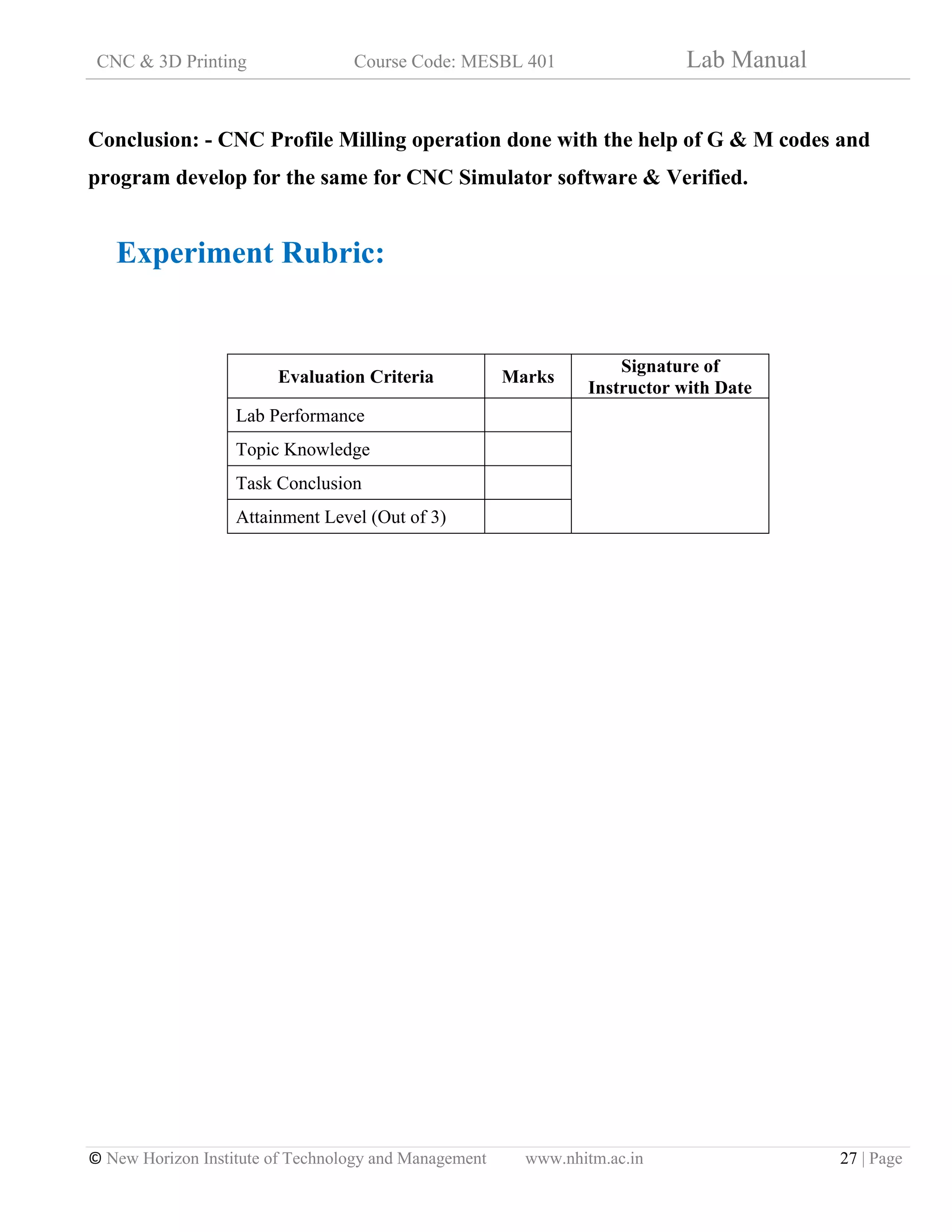 CNC & 3D Printing Lab Manual | PDF