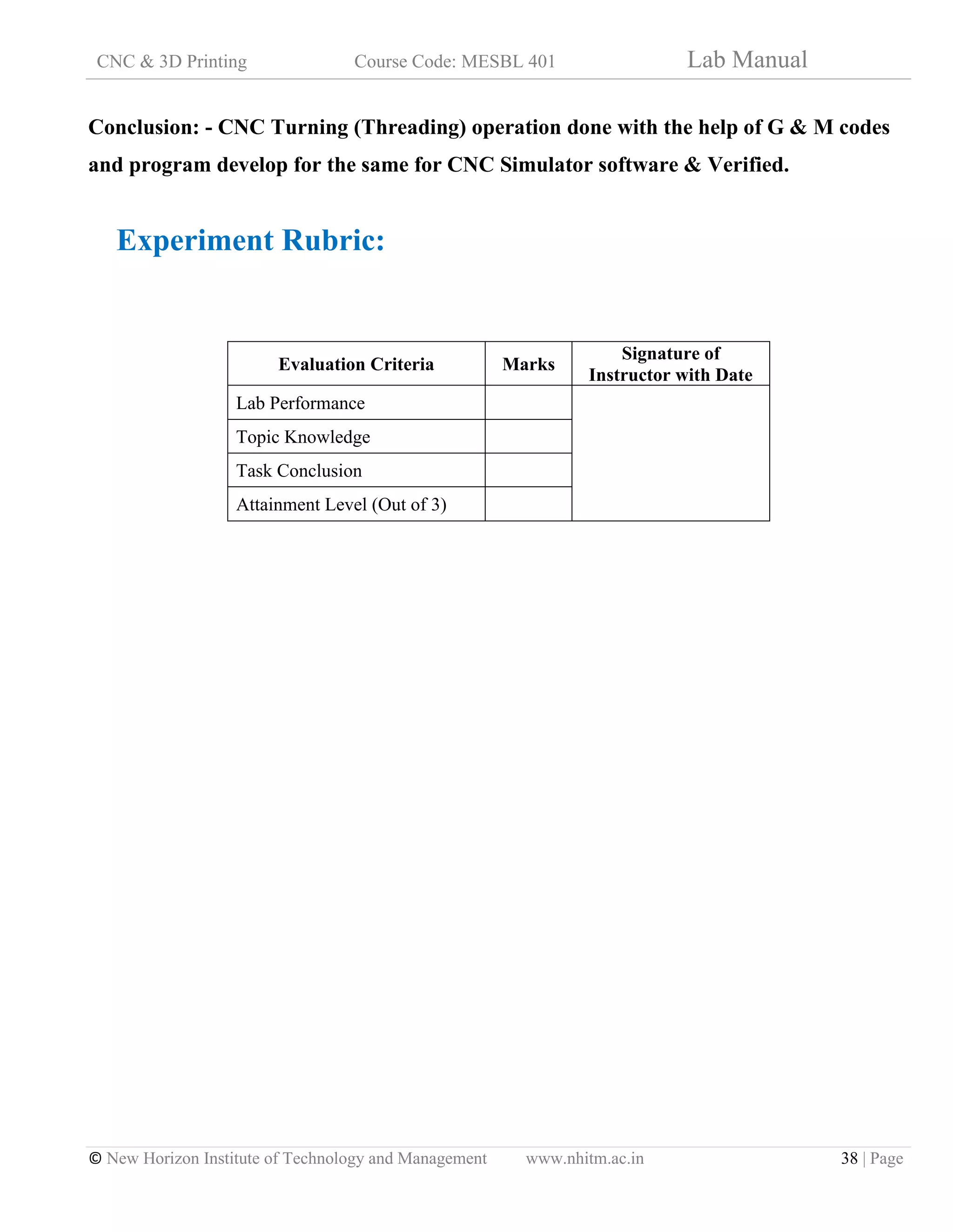 CNC & 3D Printing Lab Manual | PDF