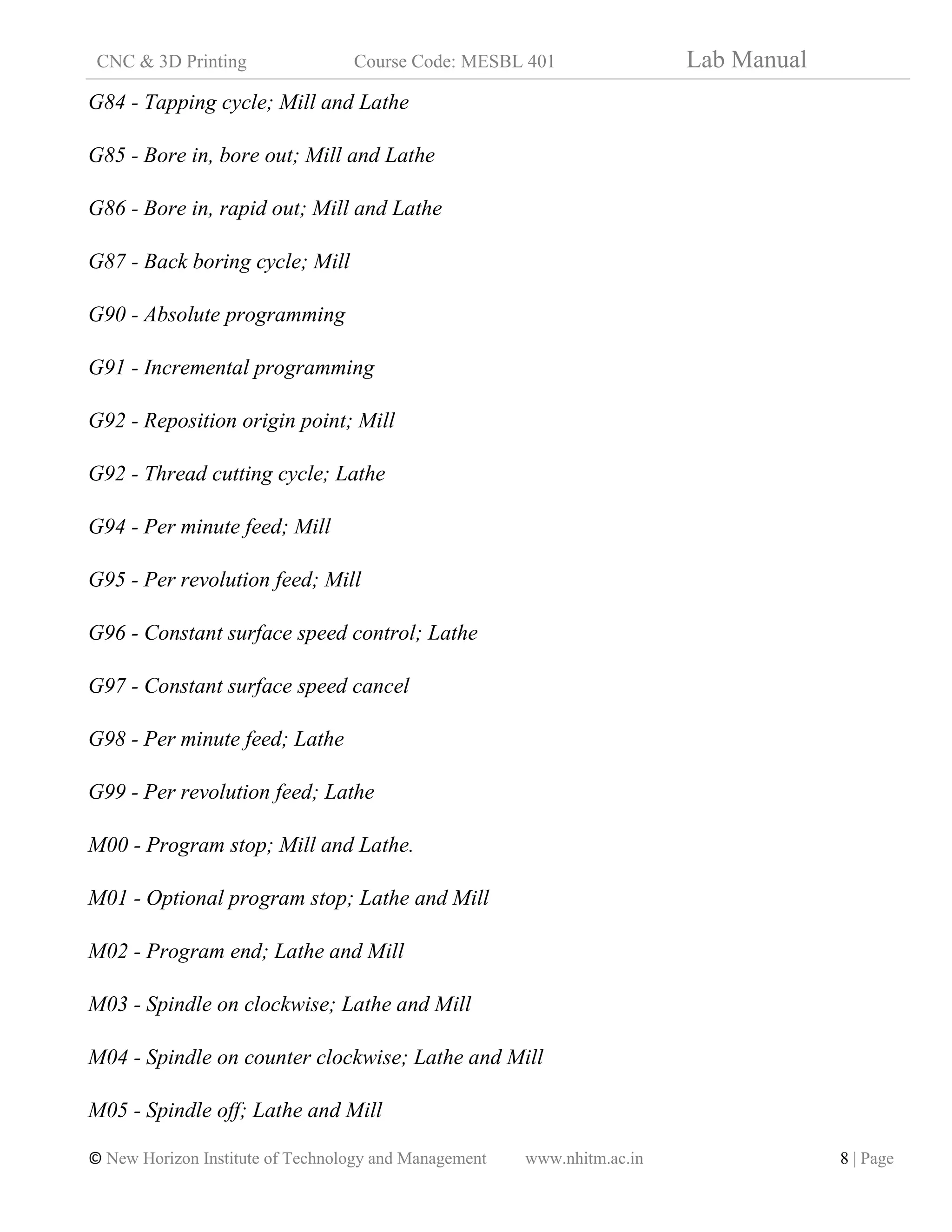 CNC & 3D Printing Lab Manual | PDF