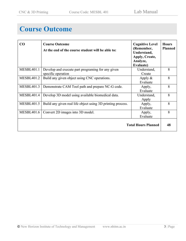 CNC & 3D Printing Lab Manual | PDF