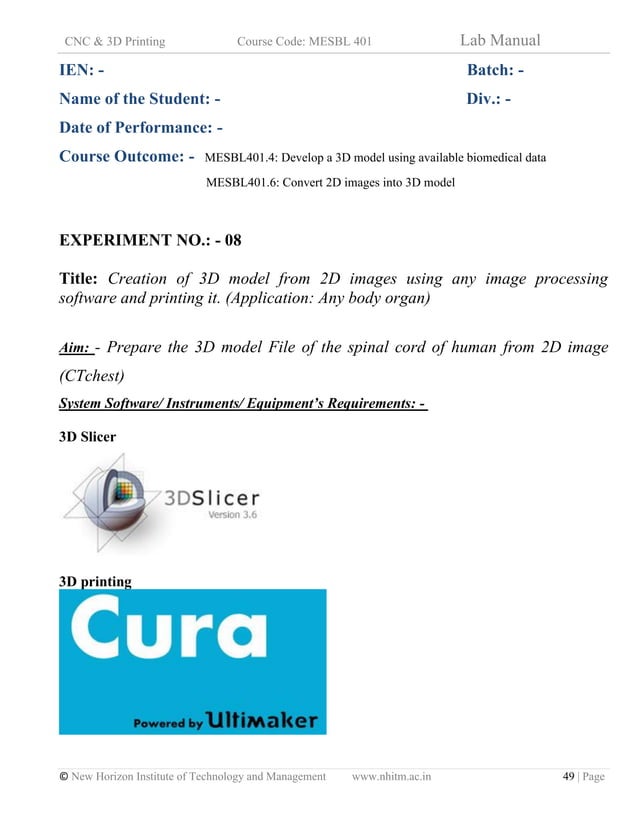 CNC & 3D Printing Lab Manual | PDF