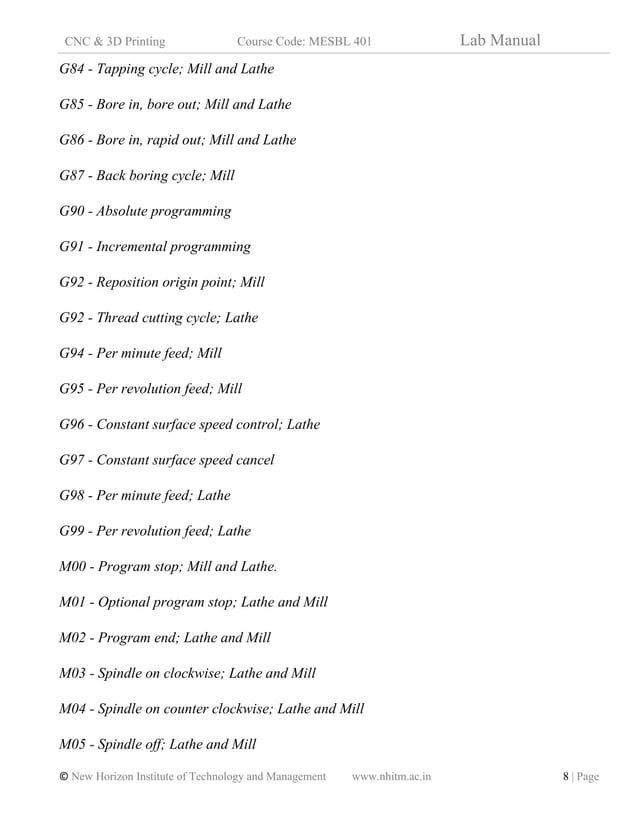 CNC & 3D Printing Lab Manual | PDF