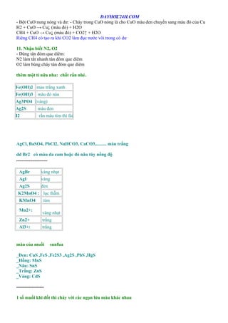 Nhận biết một số chất vô cơ | DOC