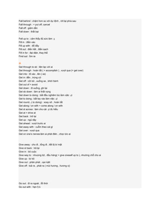 Những cụm động từ thường gặp trong tiếng anh | DOCX