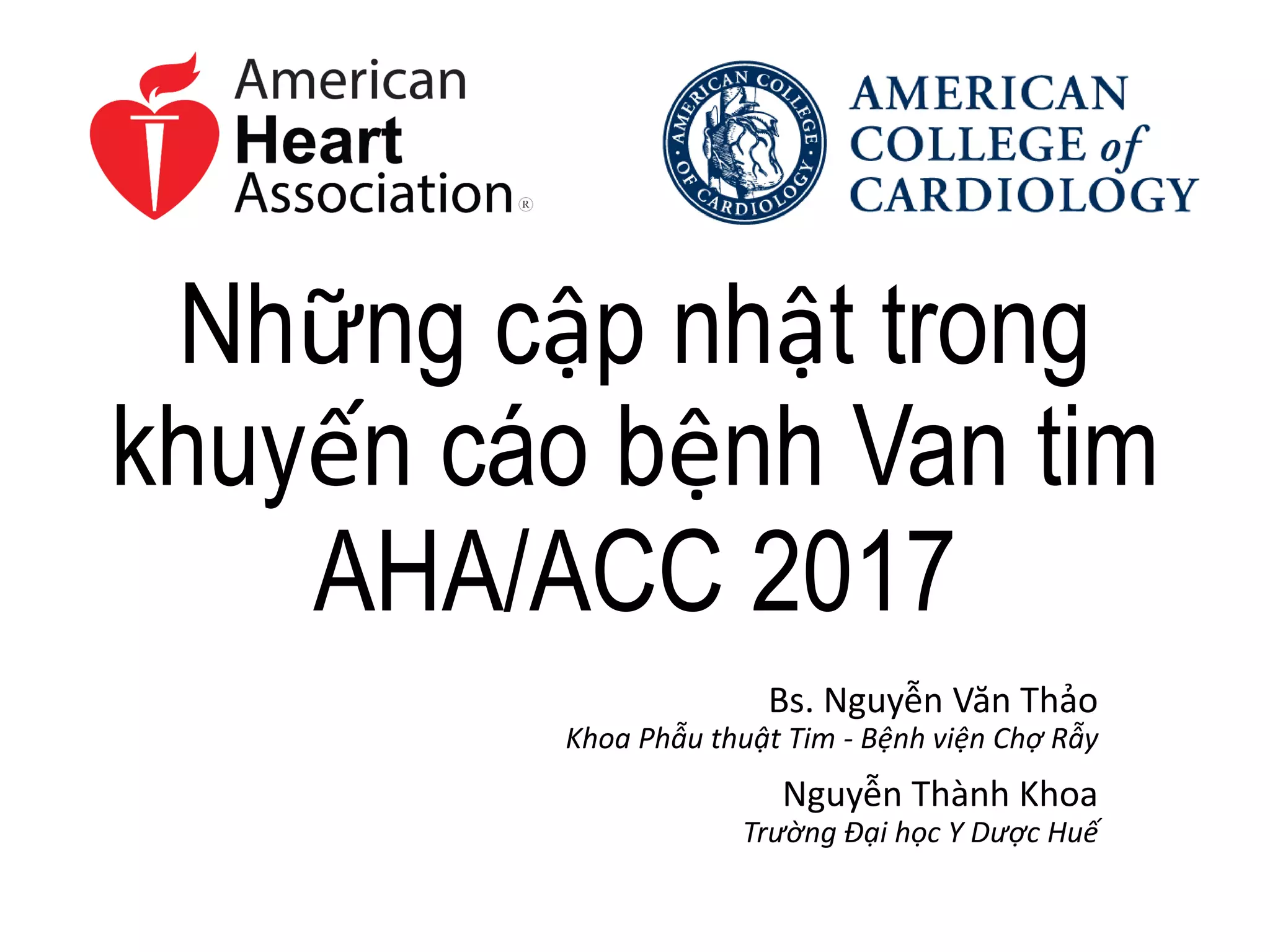 Những cập nhật trong khuyến cáo bệnh van tim AHA/ACC 2017 | PDF