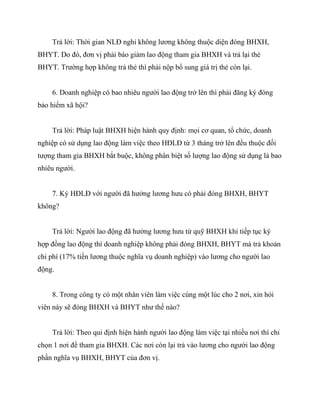Những câu hỏi dễ gặp về bhxh, hợp đồng lao động mới nhất | PDF