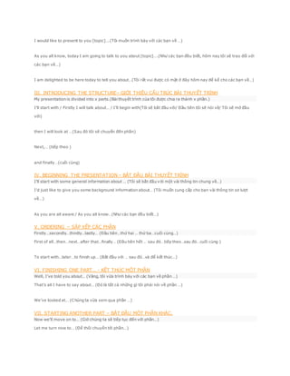 Những cấu trúc cần thiết khi thuyết trình tiếng anh | DOCX
