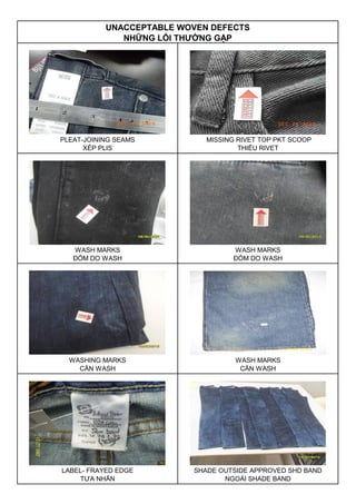 NHỮNG MẪU LỖI THƯỜNG GẶP TRONG SẢN PHẨM JEAN - KAKI - UNACCEPTABLE ...