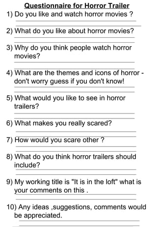 horror questionaire | PPT