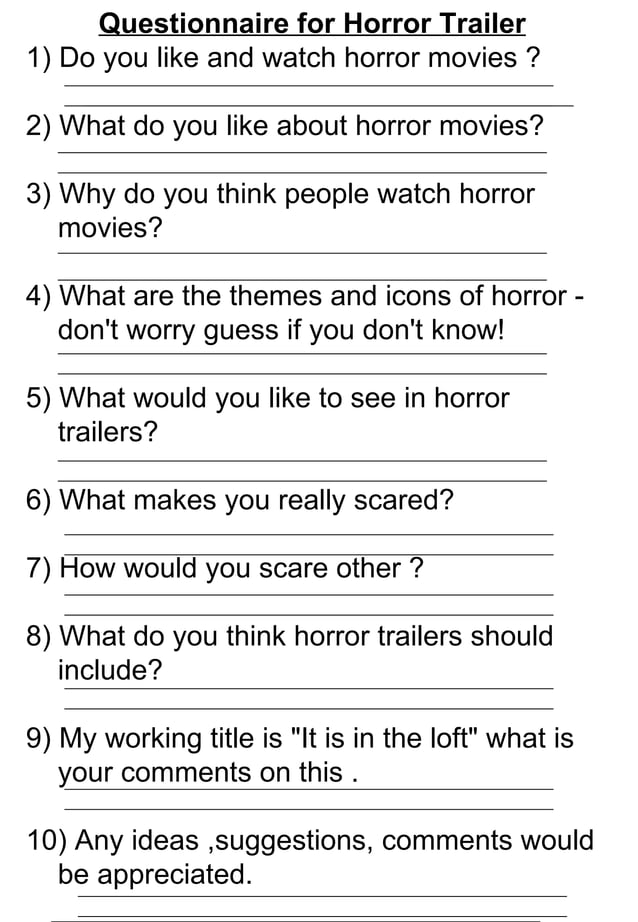 horror questionaire | PPT