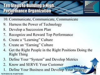 Ten Steps To Building A High Performance Organization | PPT