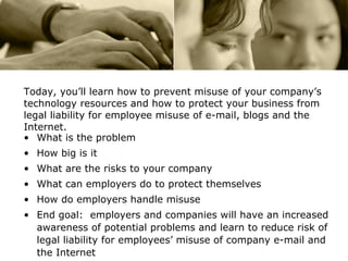 Employee Misuse of Internet and Blogosphere | PPT
