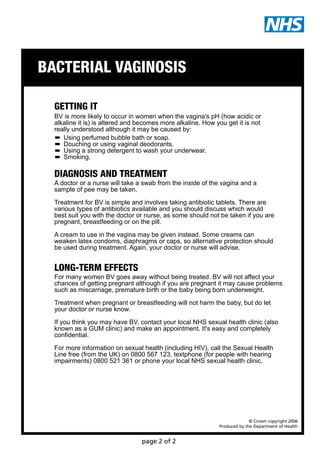 Nhs Bacterial Vaginosis | PDF