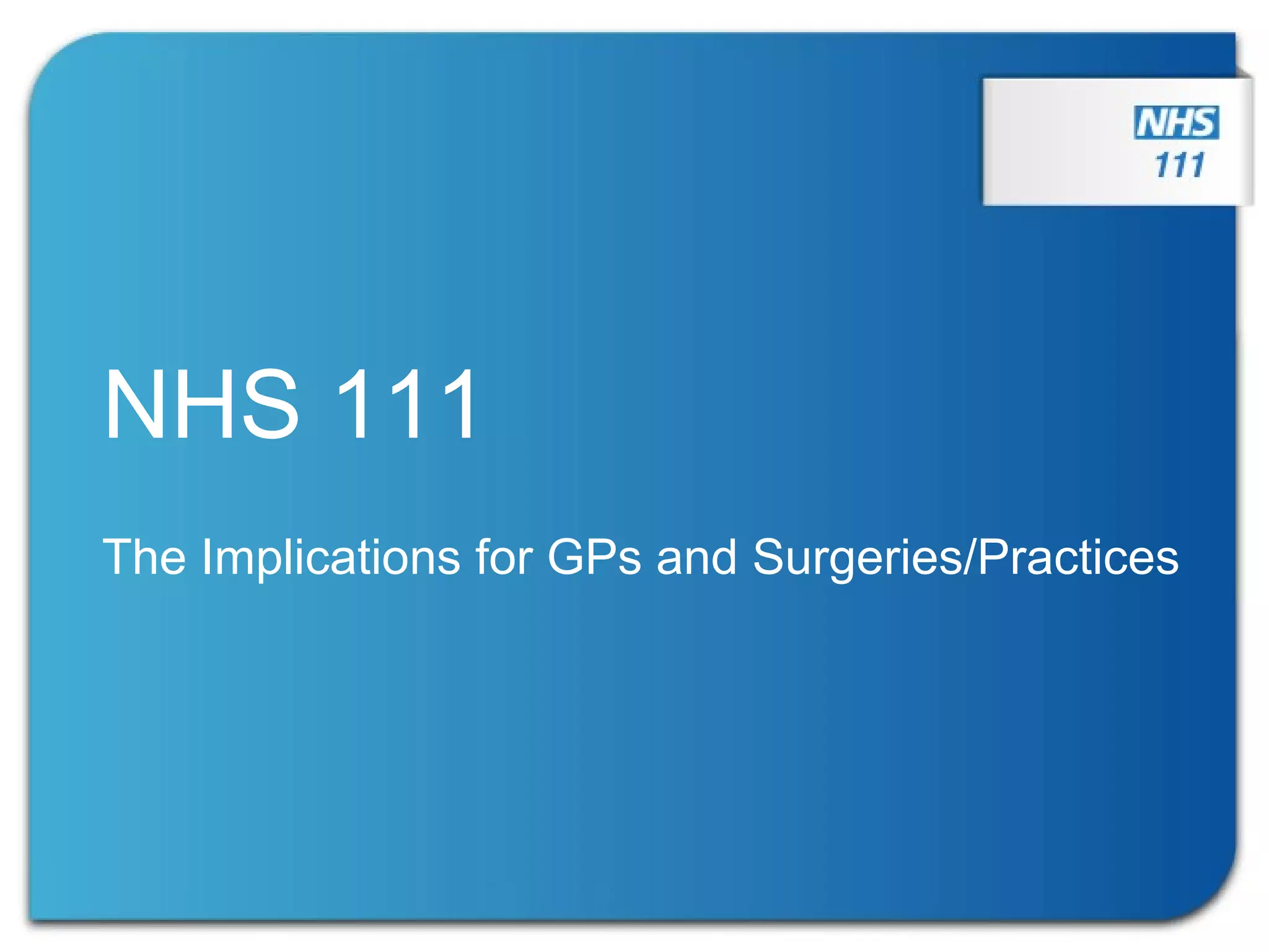 NHS 111 | PPT