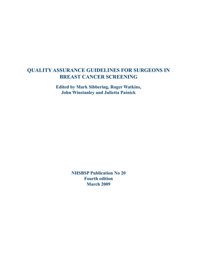 NHSBSP Quality Assurance | PDF | Cancer | Diseases and Conditions