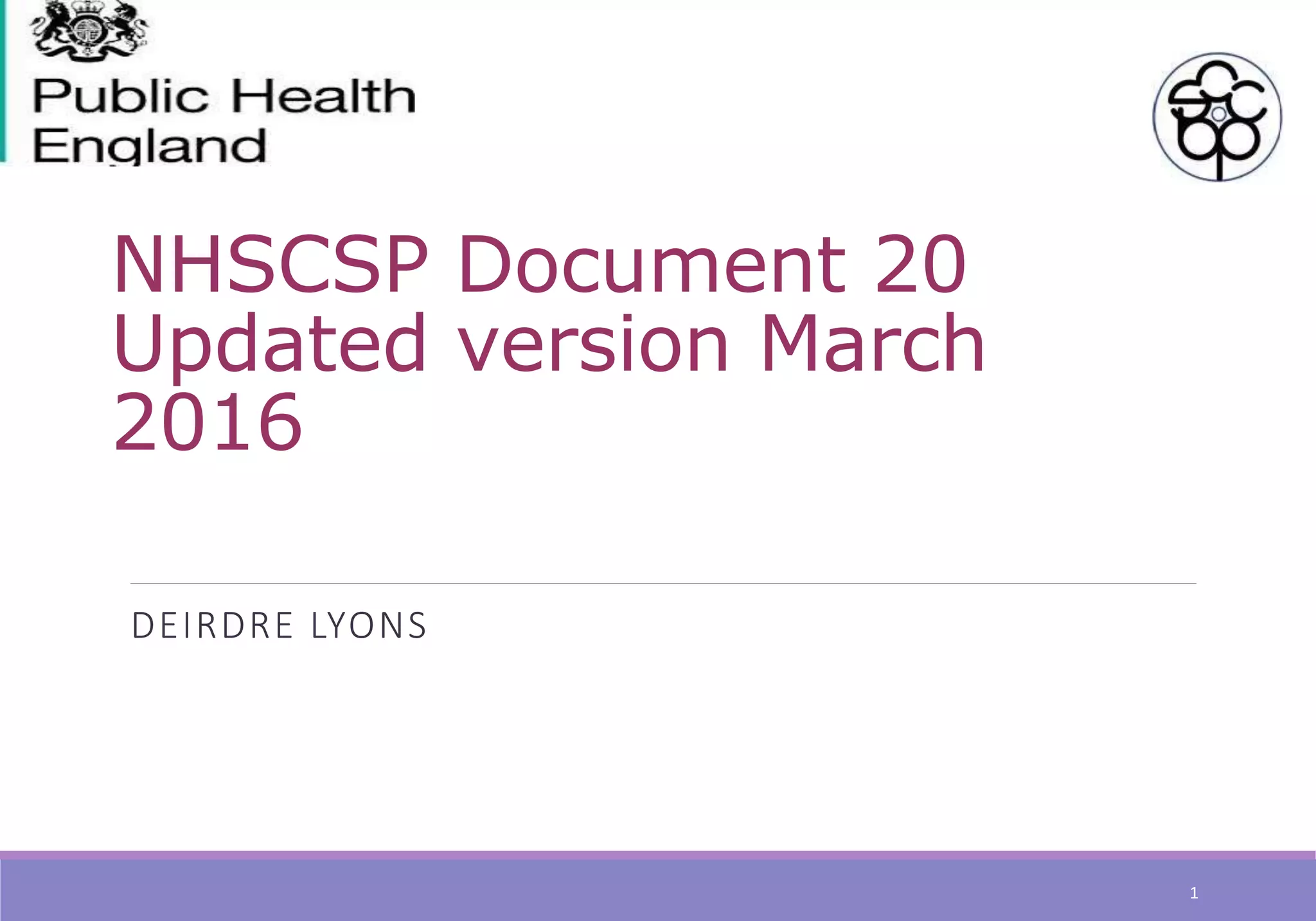NHS CSP document 20 updated version – March 2016 | PPTX