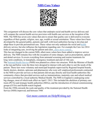 Nhs Essay Example | PDF